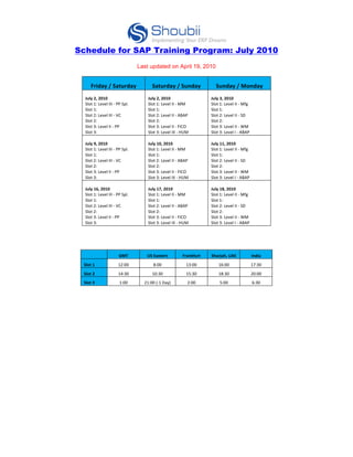 Training Schedule | PDF