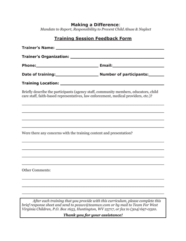 Training session feedback form | PDF