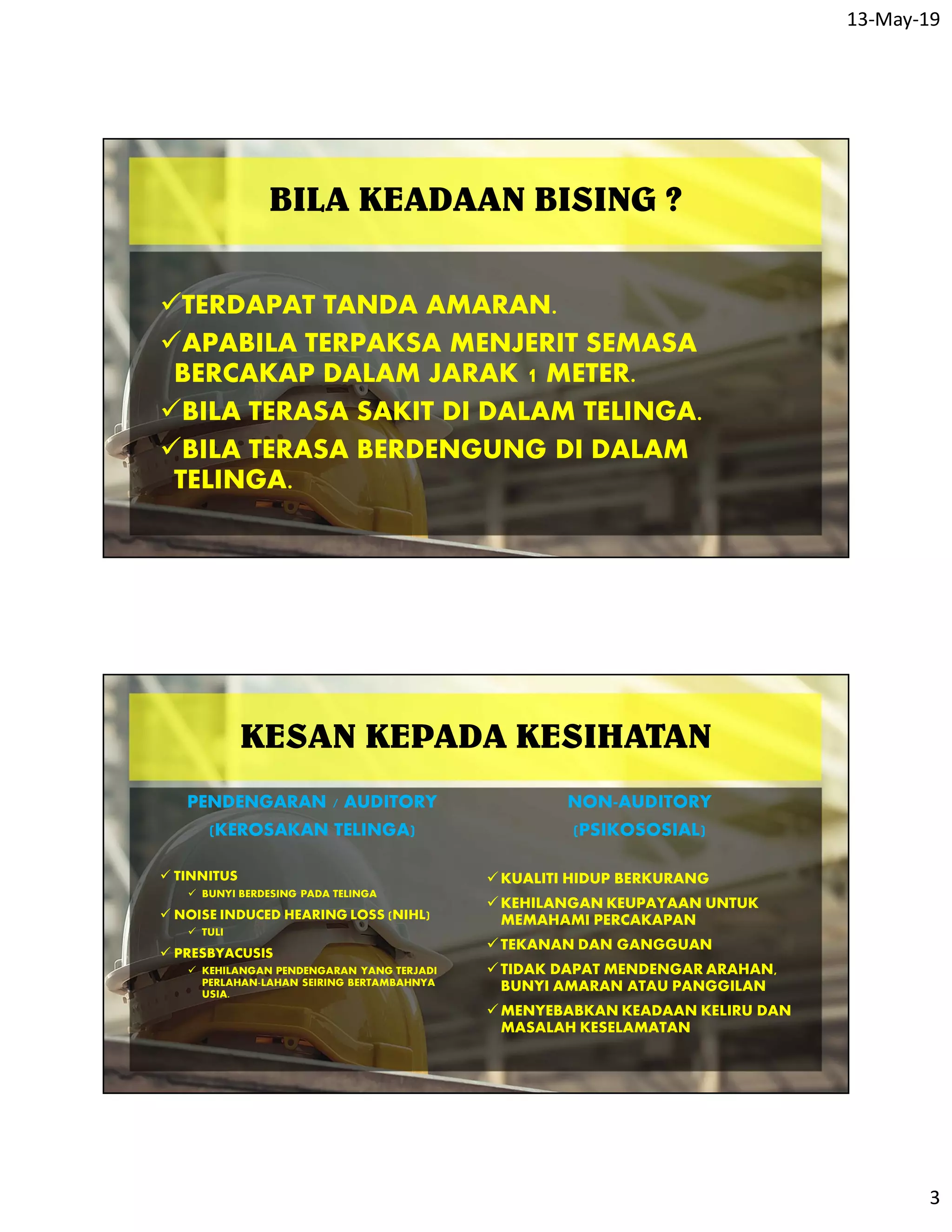 Kesedaran Bunyi Bising (Noise Awareness) | PDF