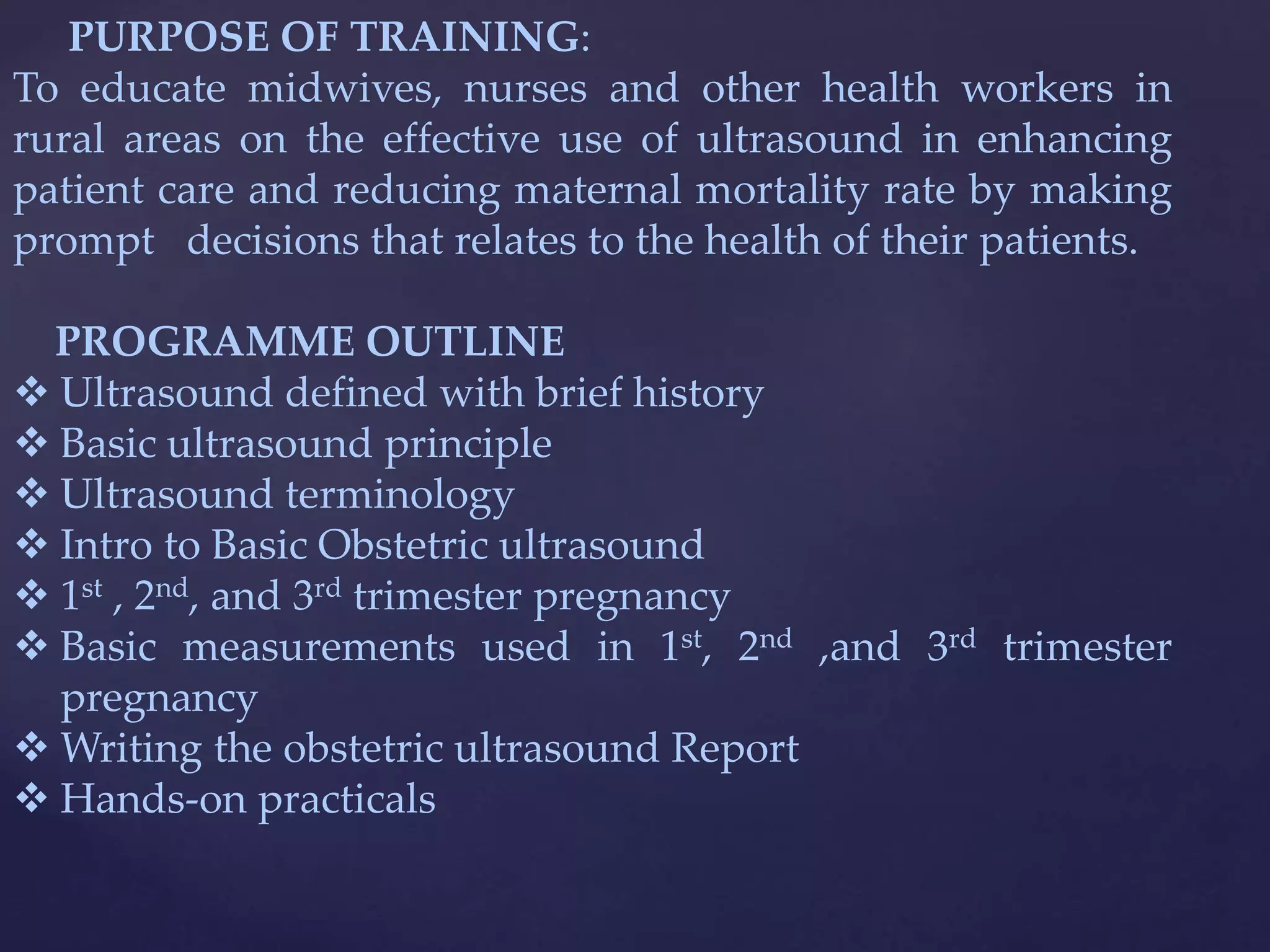 BASIC OBSTETRIC ULTRASOUND TRAINING | PPTX