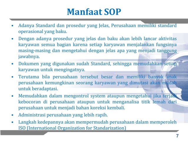 Sekilas tentang Materi Training SOP | PPT