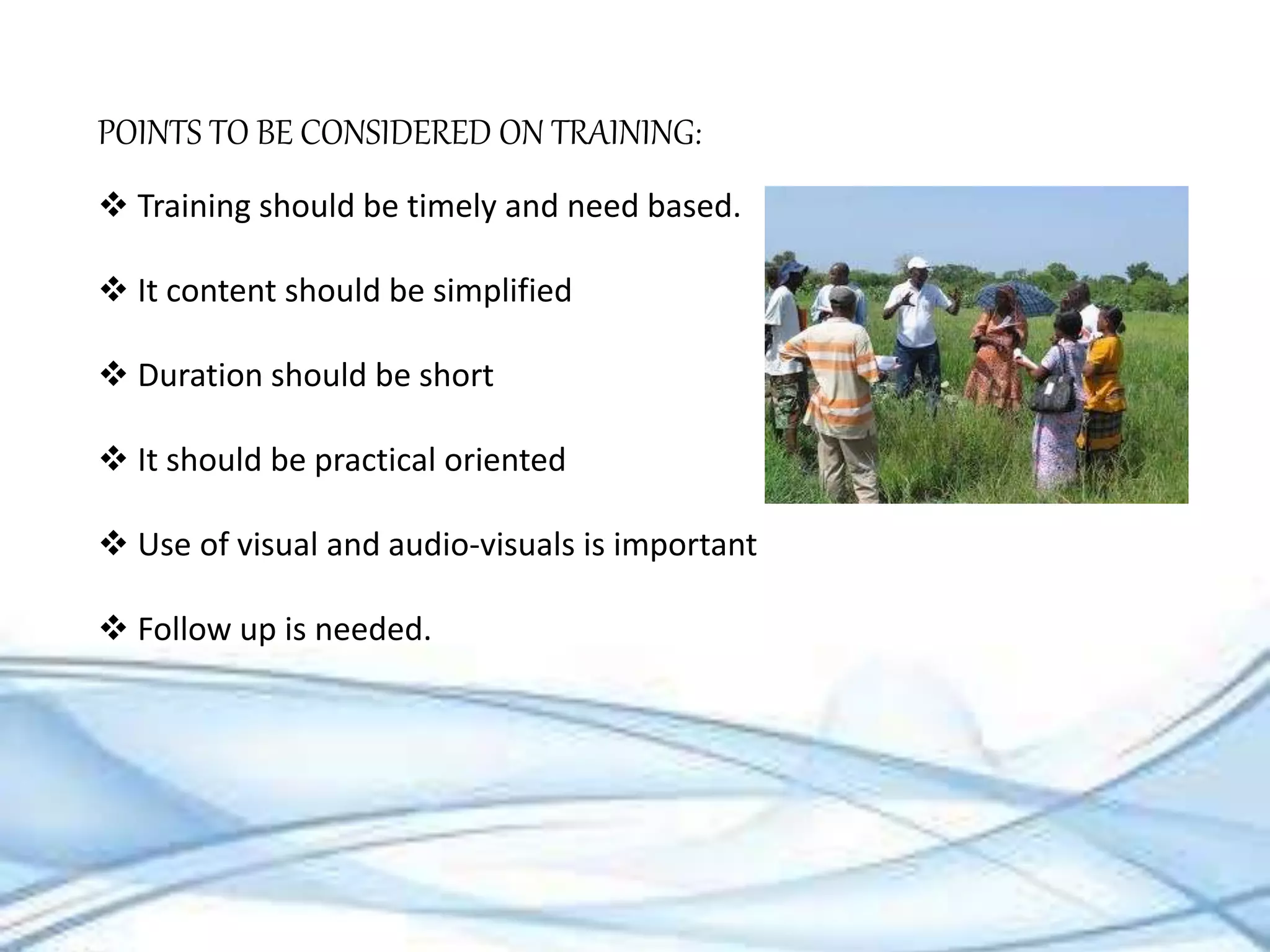 Training to extension personnel and farmers | PPTX