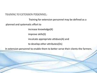 Training to extension personnel and farmers | PPTX