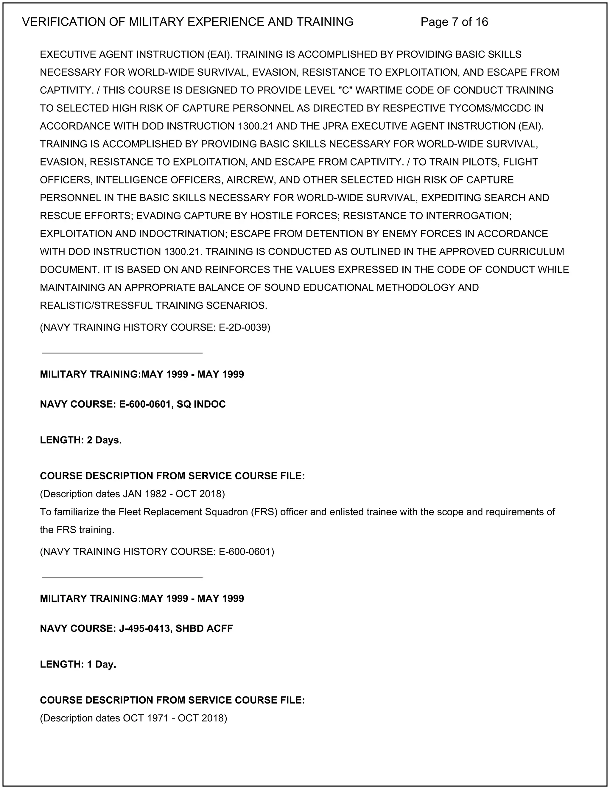 MILITARY VMET TRAINING DOCUMENT | PDF