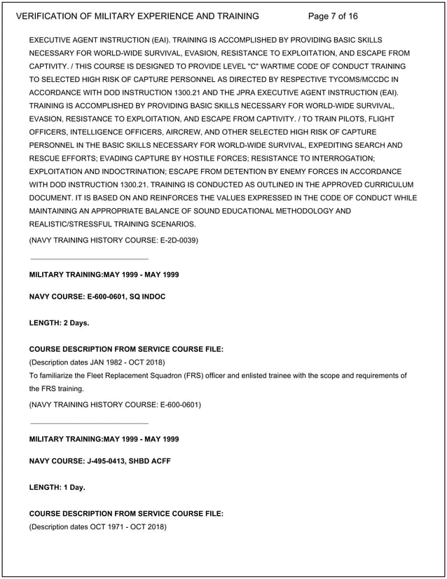 MILITARY VMET TRAINING DOCUMENT | PDF