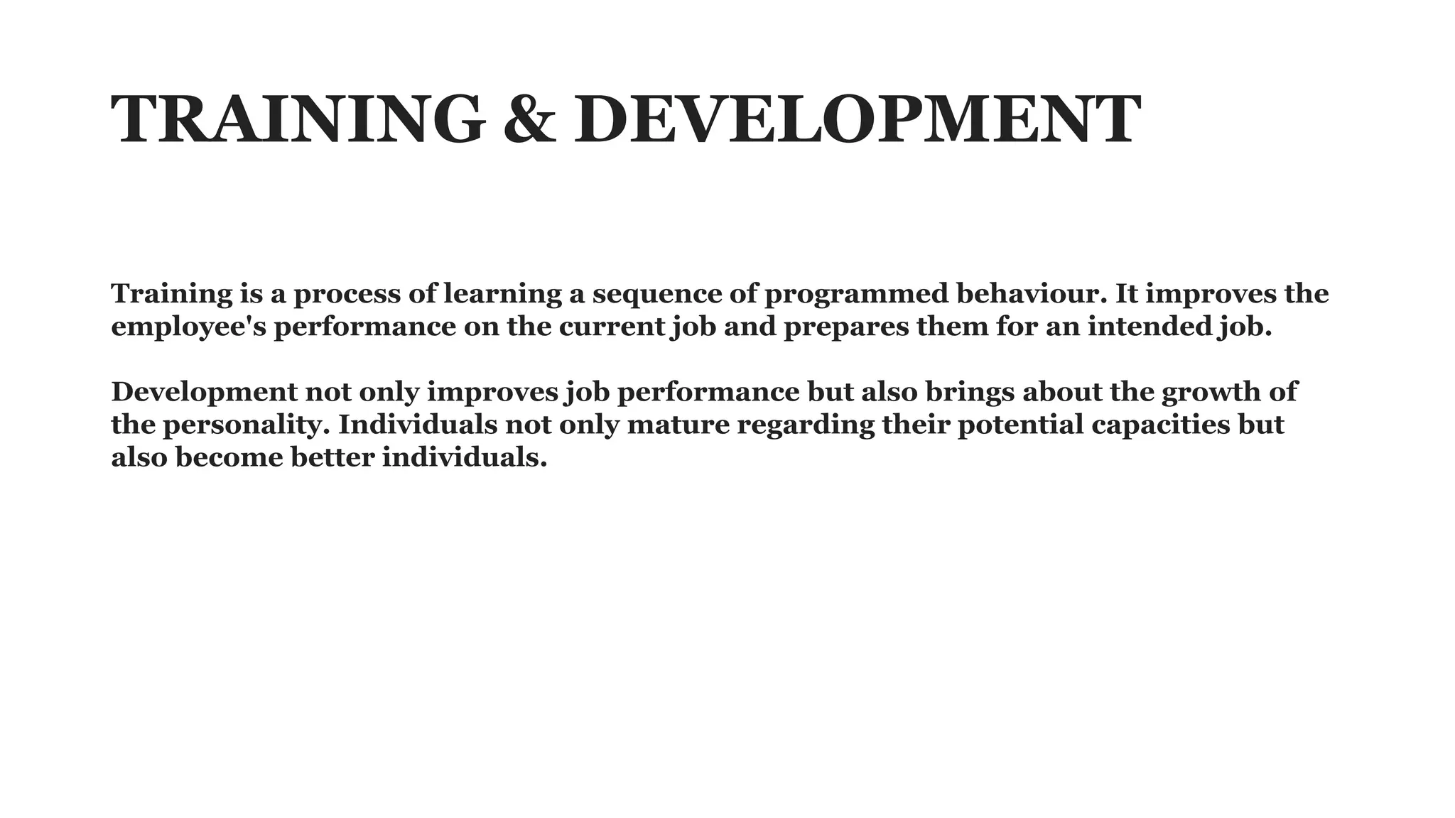 Training vs development | PPTX