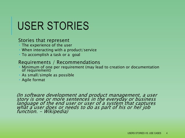 User Story vs. UseCase : Introductory Primer | PPT