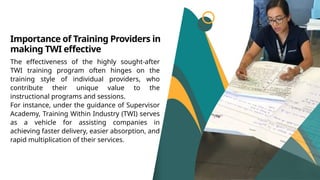 Training Within Industry (TWI) Programs Laying Emphasis on Instruction ...