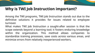 Training Within Industry (TWI) Programs Laying Emphasis on Instruction ...