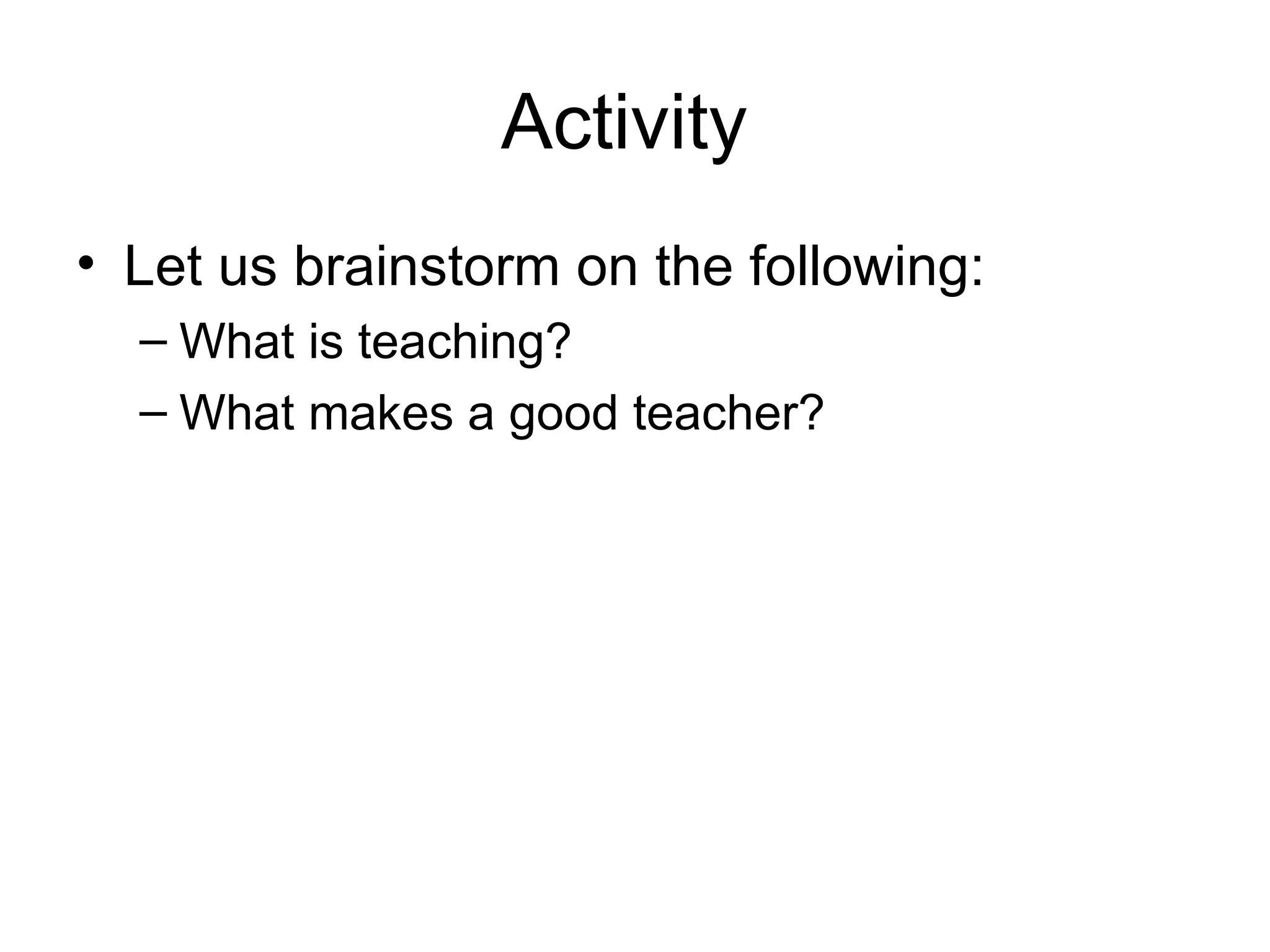 Training workshop for teachers on participatory teaching methods | PPT