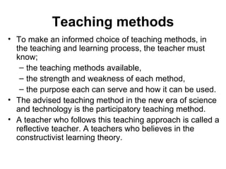 Training workshop for teachers on participatory teaching methods | PPT