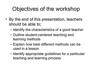Training workshop for teachers on participatory teaching methods | PPT