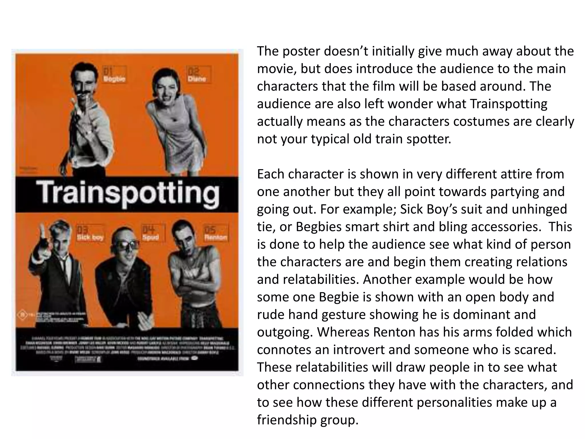 Trainspotting poster analysis | PPTX