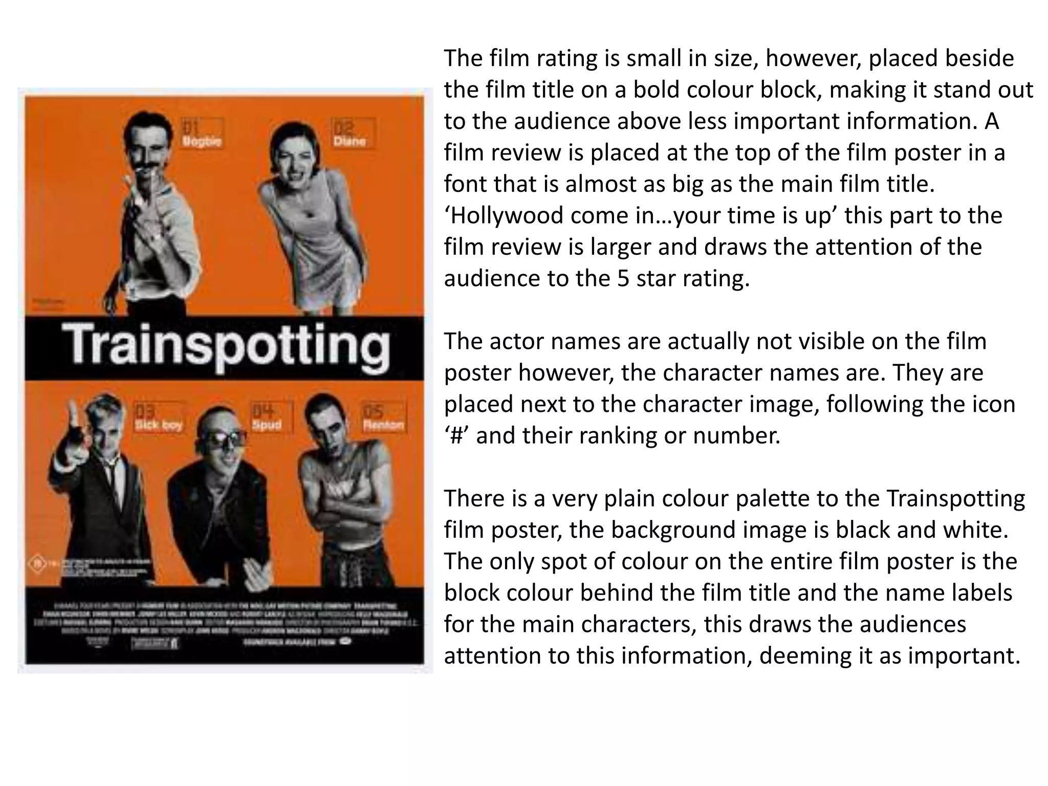 Trainspotting poster analysis | PPTX