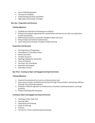 Train the trainer program contents | PDF