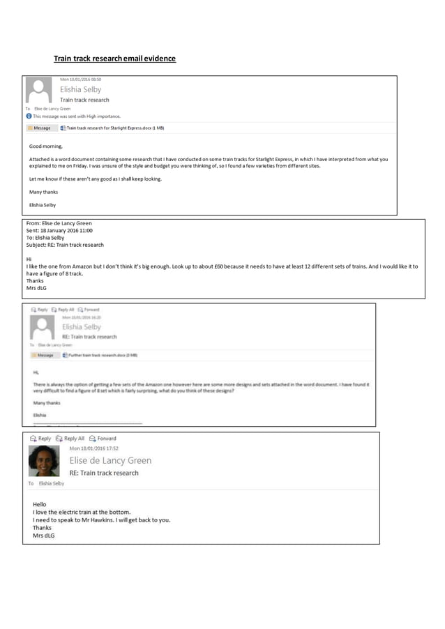 Train track research email evidence | DOCX