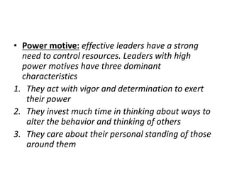 Traits, motives and characteristics of leadership | PPT