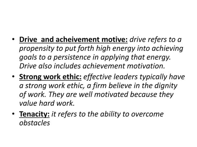 Traits, motives and characteristics of leadership | PPT
