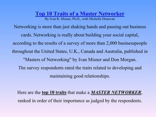 Traits Of A Master Networker | PPT