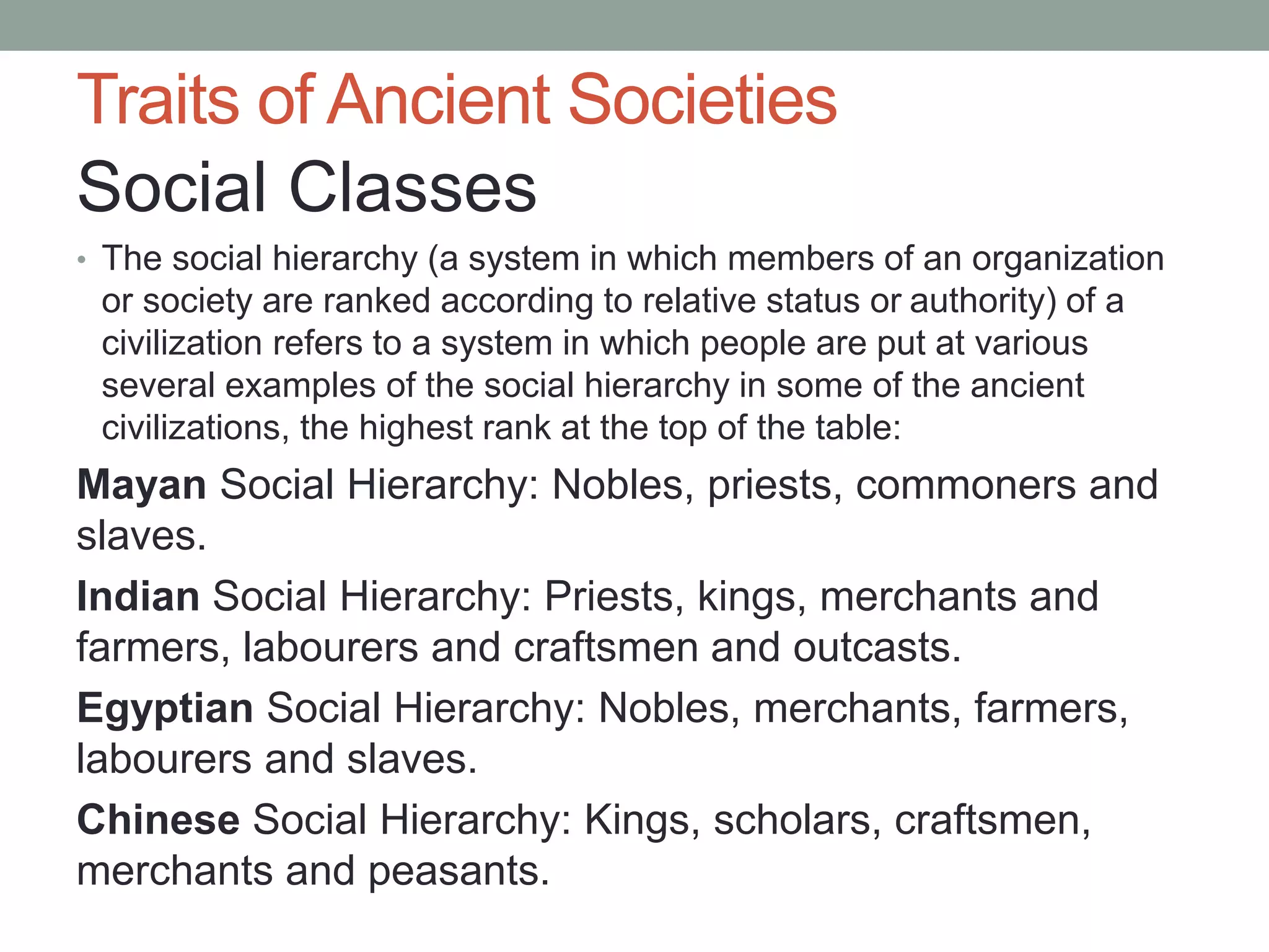Traits of ancient societies | PPTX