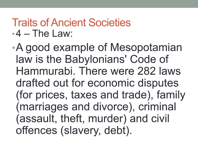Traits of ancient societies | PPT