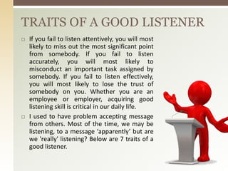 Traits of good listener | PPTX