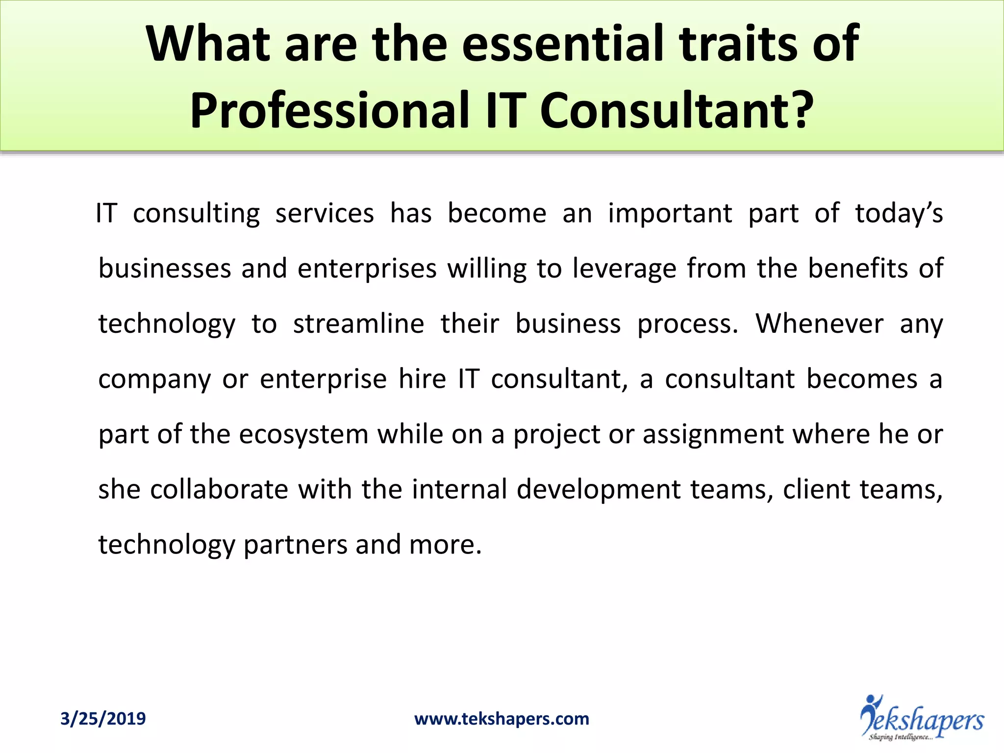 Traits of professional it consultant | PPTX