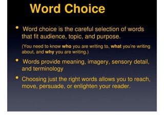 Traits Of Quality Writing Word Choice | PPT