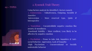 Trait Theories in Psychology by profound contributors | PPTX