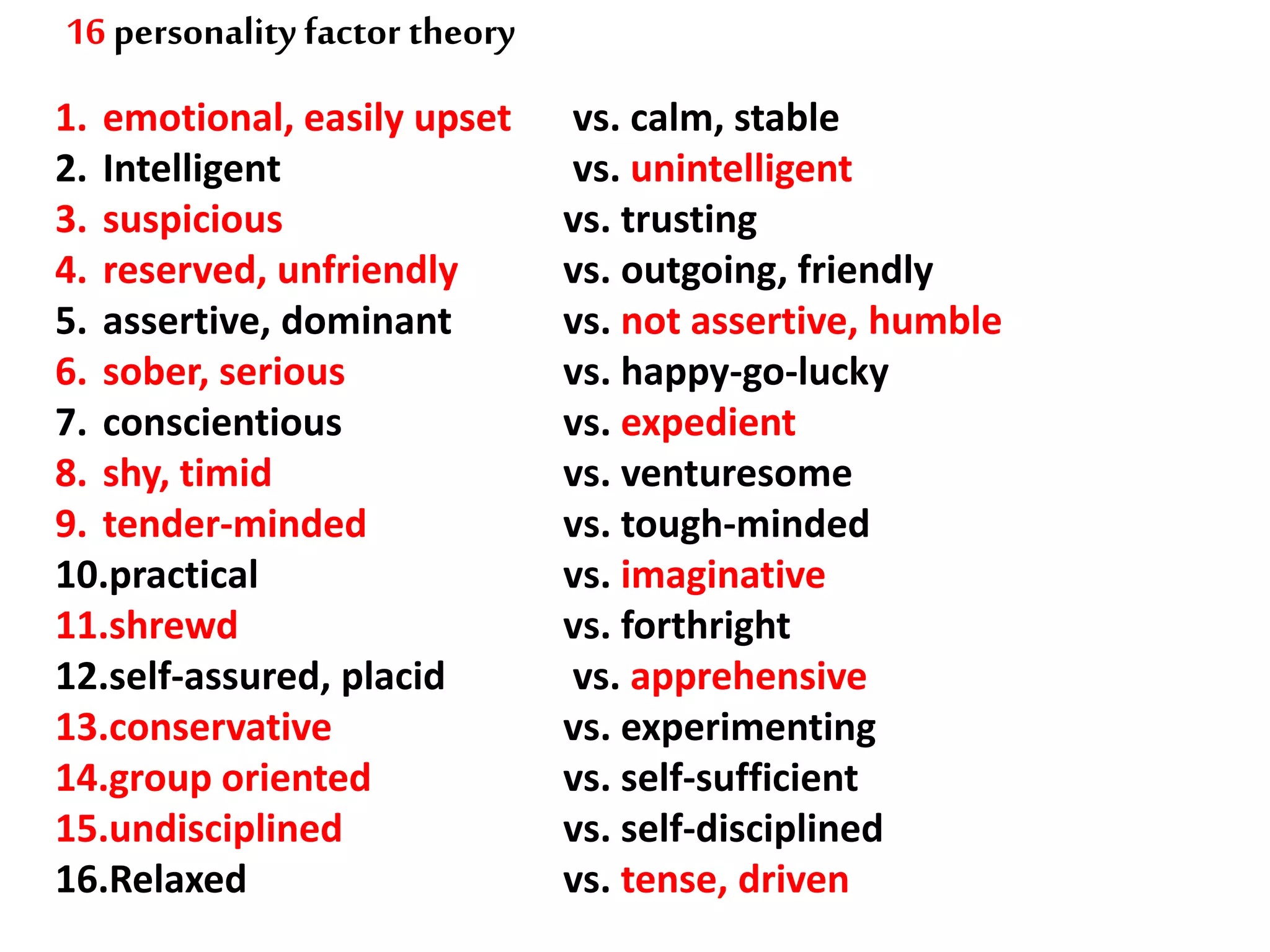 Trait theories personality theories | PPTX
