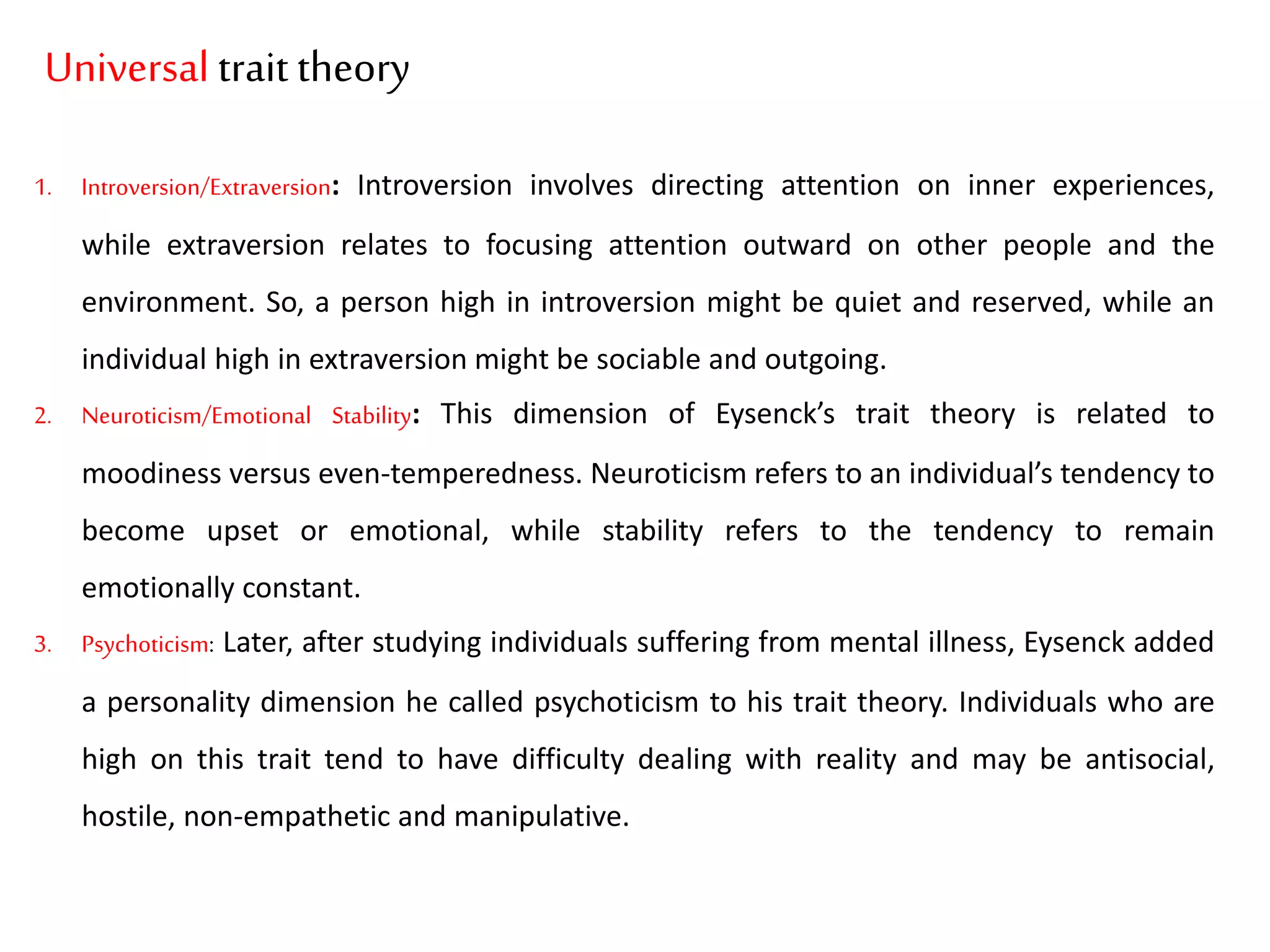 Trait theories personality theories | PPTX