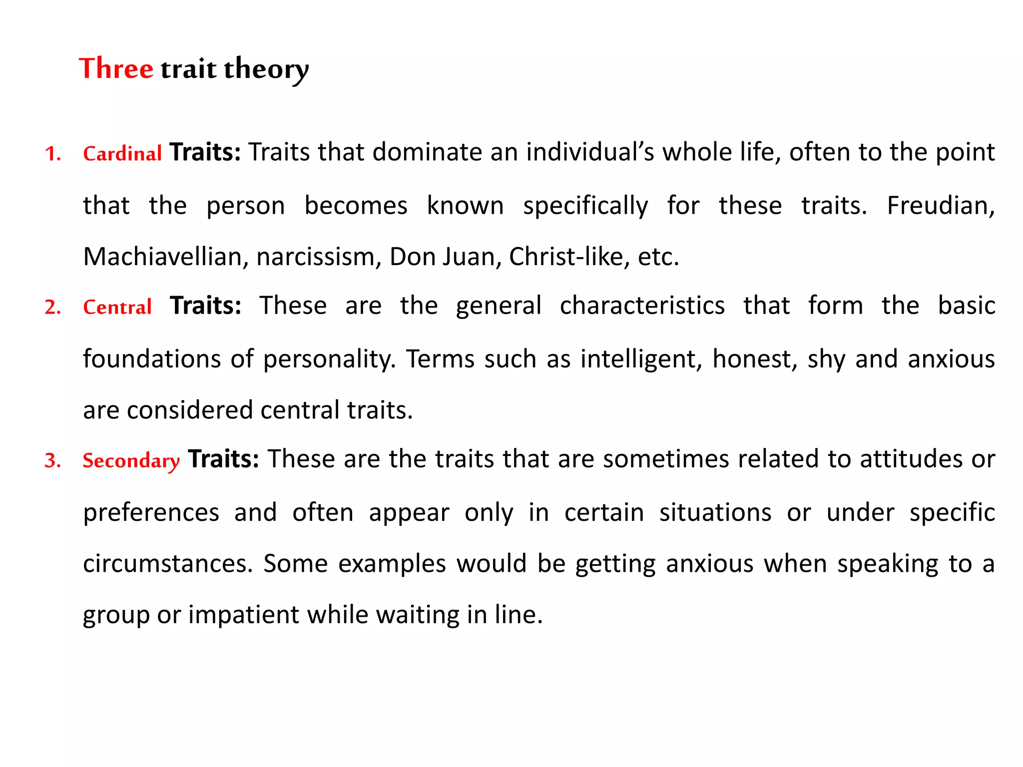 Trait theories personality theories | PPTX