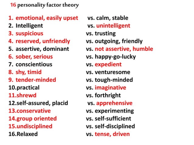 Trait theories personality theories | PPTX