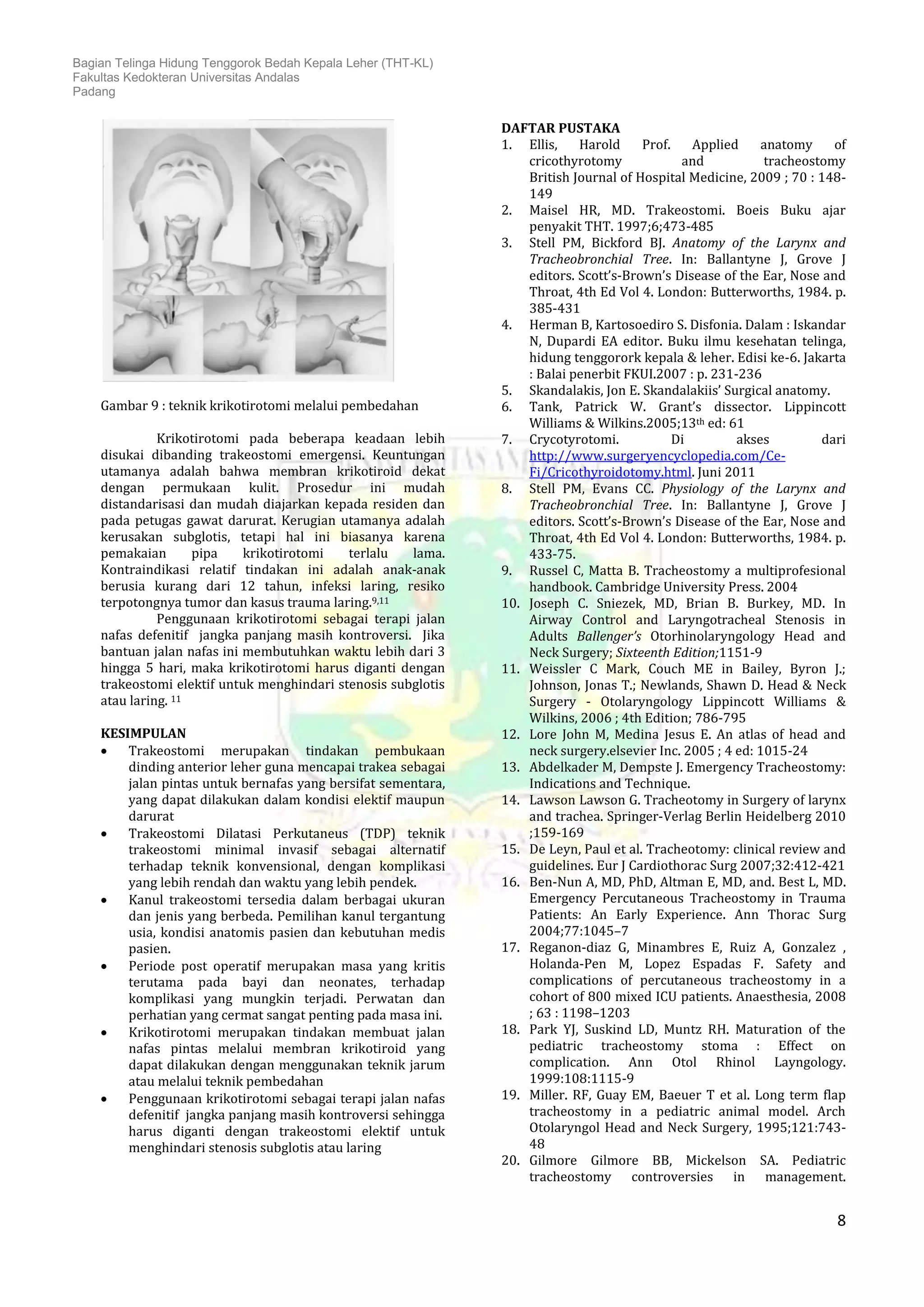 Trakeostomi dan krikotirotomi | PDF