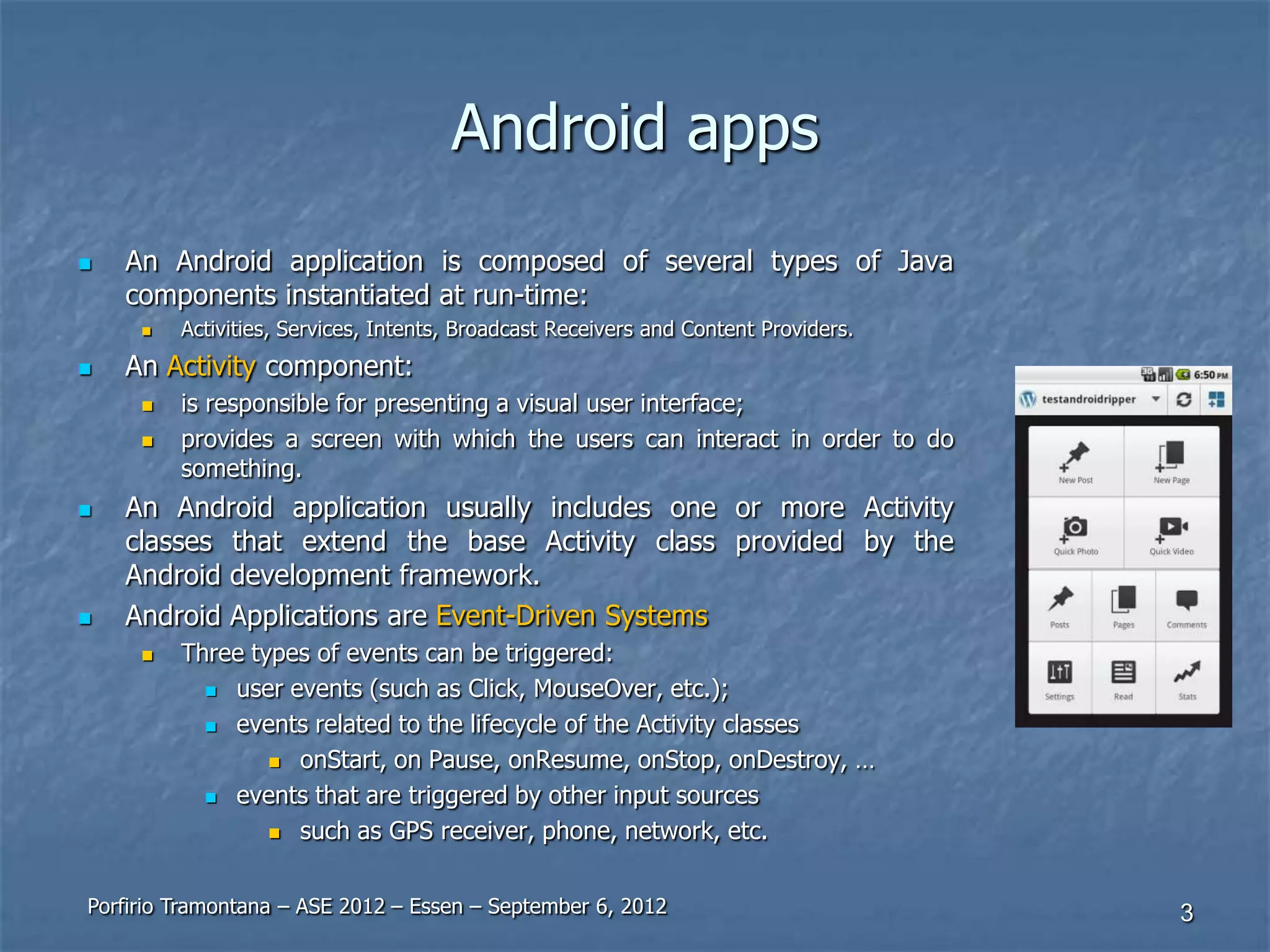 Using Gui Ripping For Automated Testing Of Android Apps Ppt