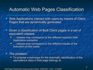 Web Pages Classification using Concept Analysis | PPT | Web Development | Internet