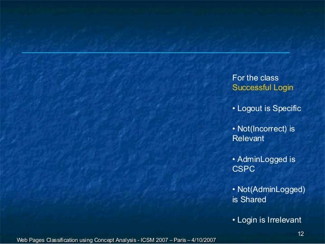 Web Pages Classification using Concept Analysis