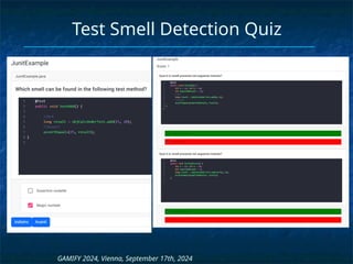 Test Smells Learning by a Gamification Approach | PPTX