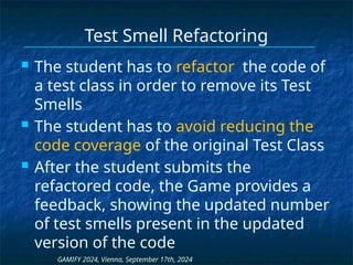 Test Smells Learning by a Gamification Approach | PPT