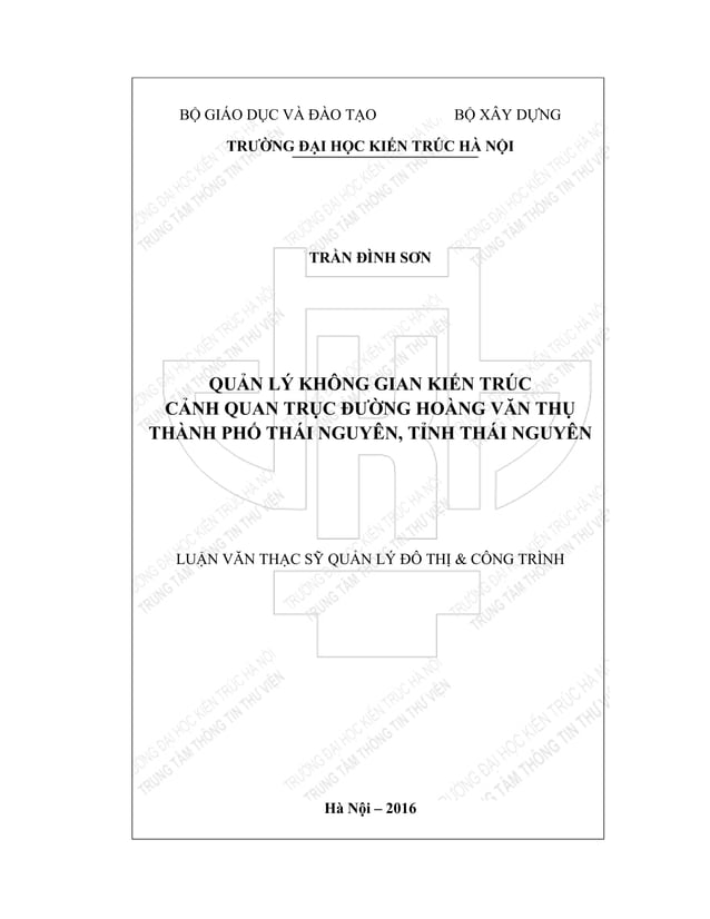 Kiến trúc cảnh quan trục đường Hoàng Văn Thụ tỉnh Thái Nguyên | PDF