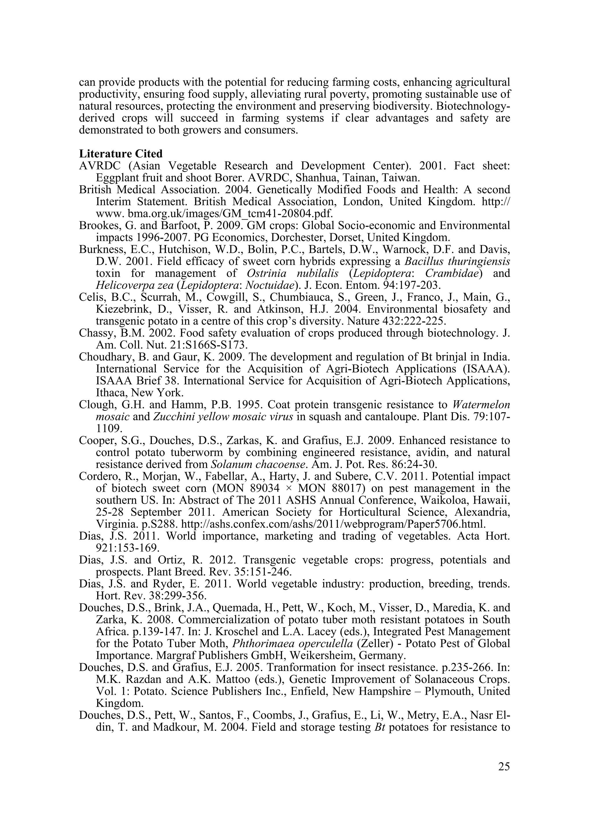 Trangenic vegetables for 21st century horticulture | PDF