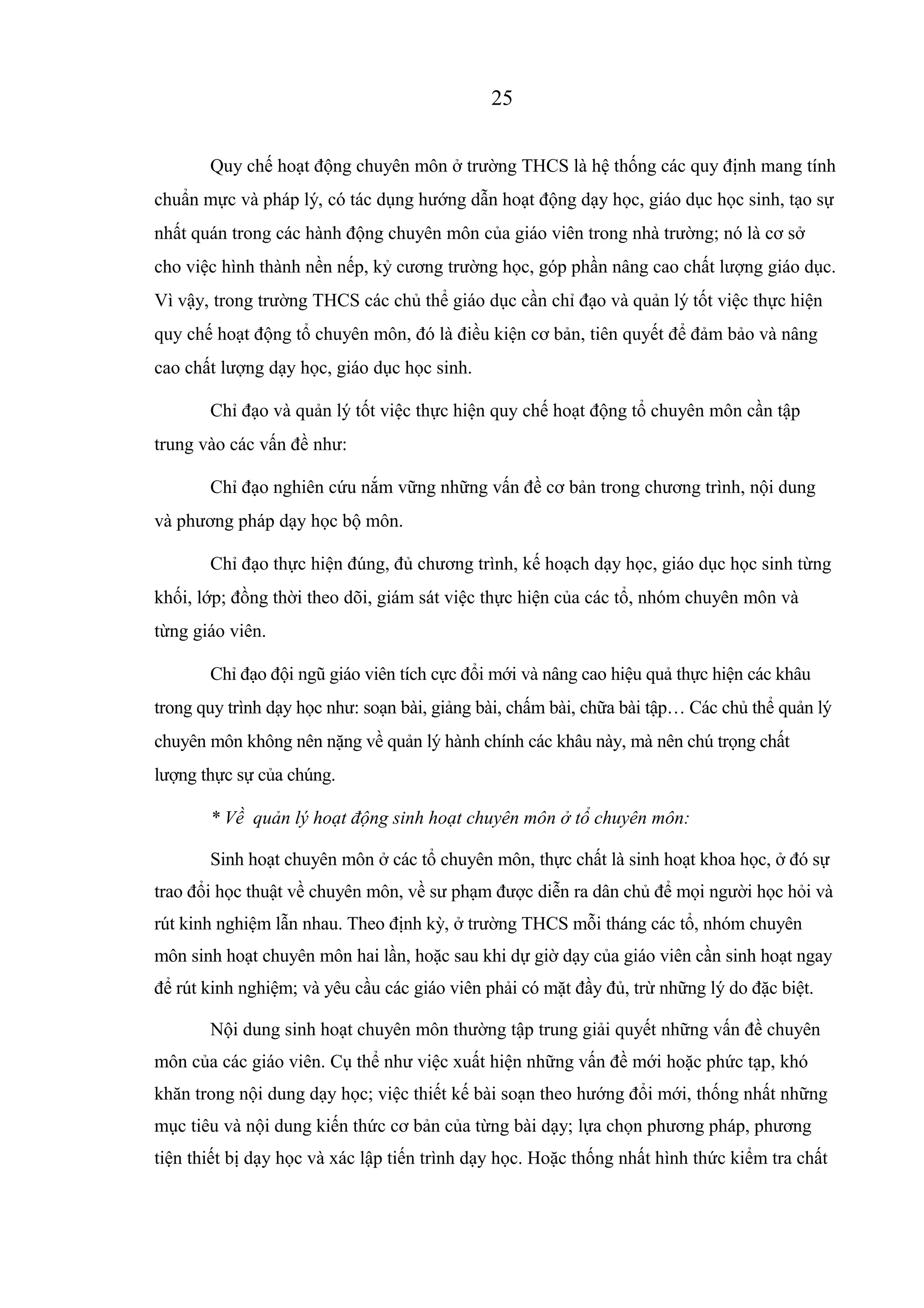 Luận văn: Quản lý hoạt động tổ chuyên môn ở các trường trung học cơ sở | DOC