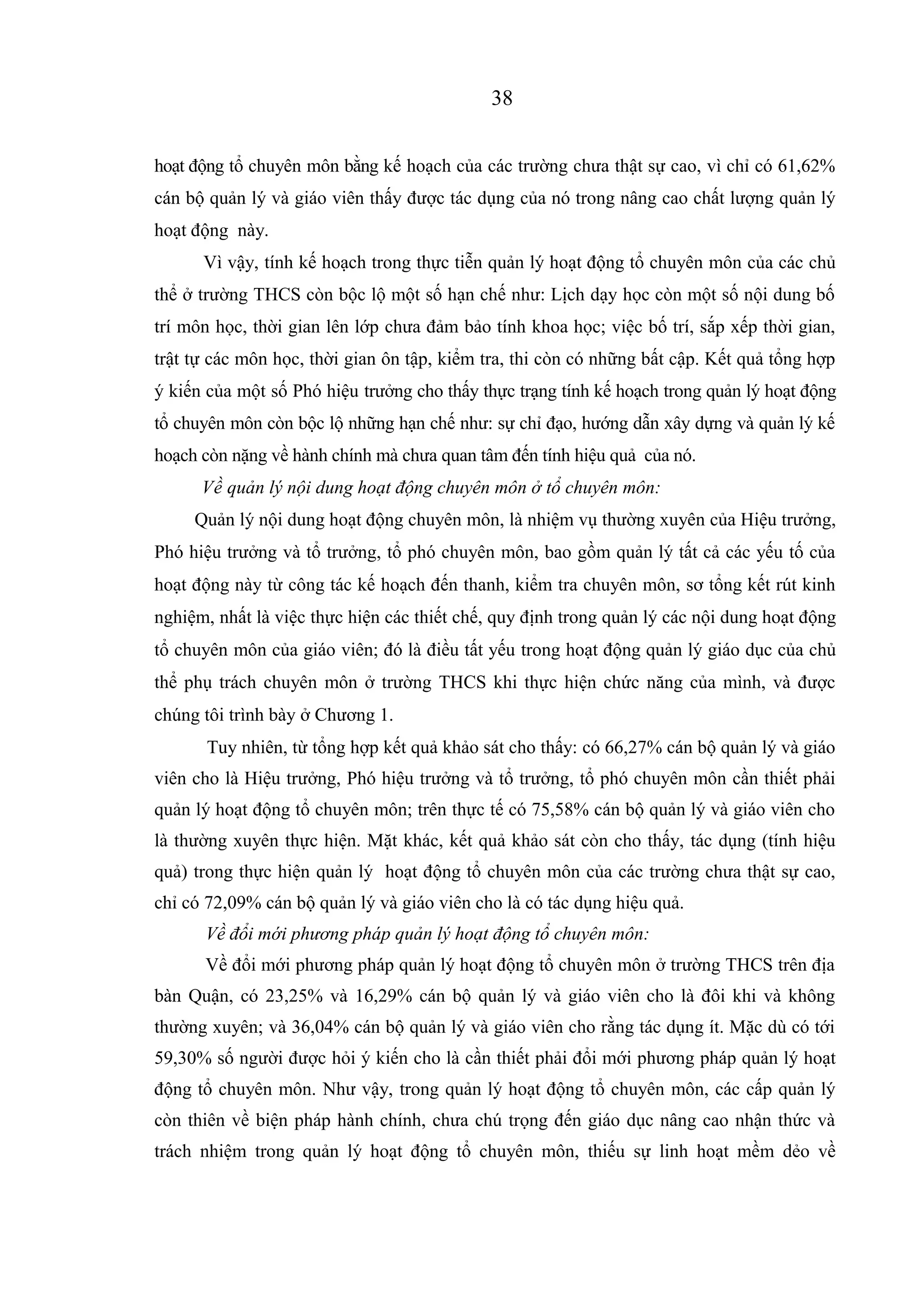 Luận văn: Quản lý hoạt động tổ chuyên môn ở các trường trung học cơ sở | DOC