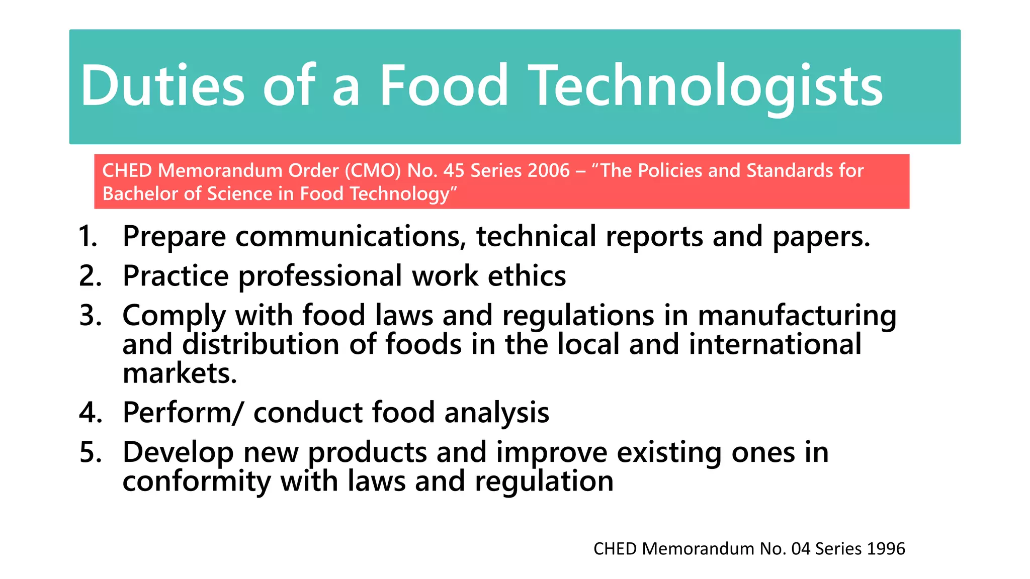 Tranining education competencies of food technologists | PPTX