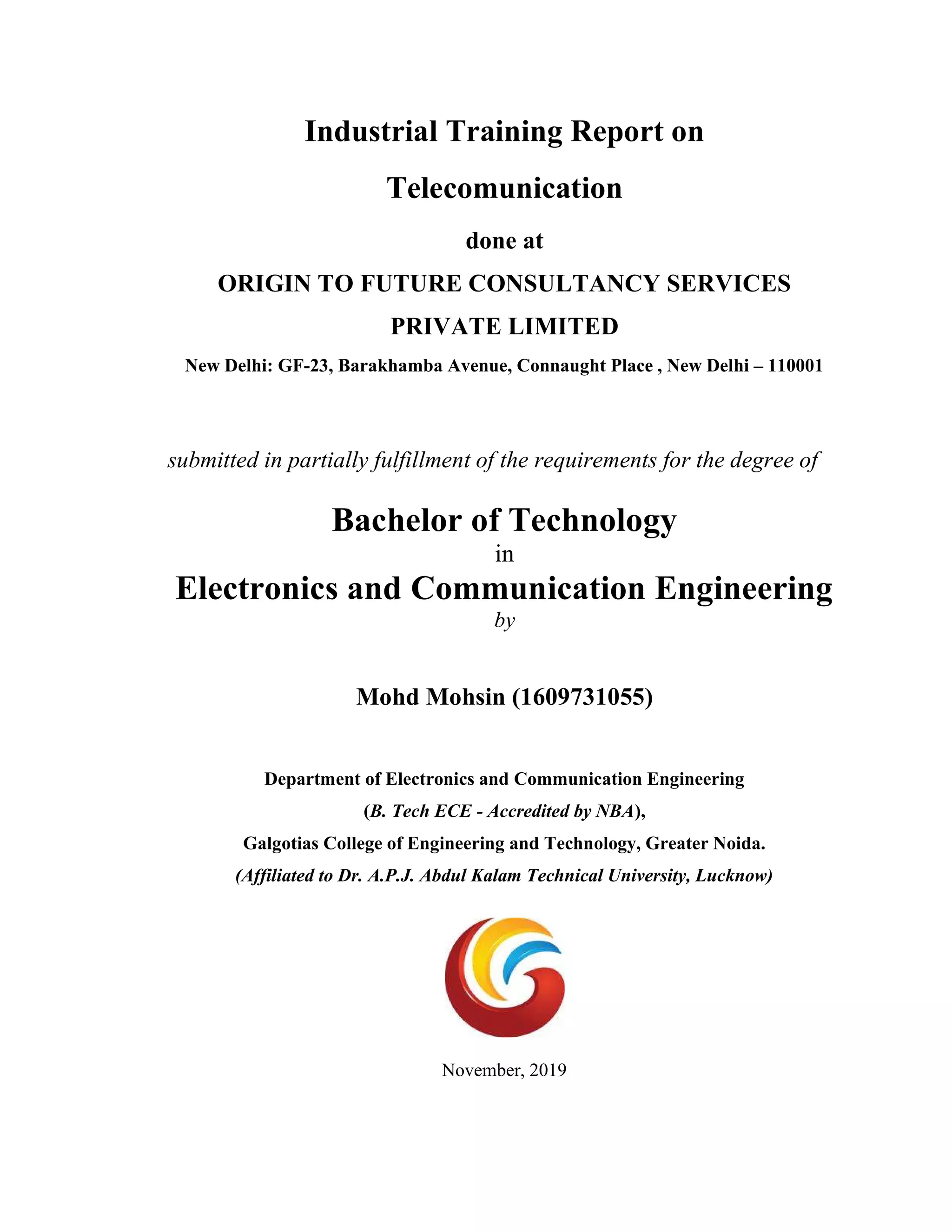 Industrial Training Report on Telecomunication | PDF