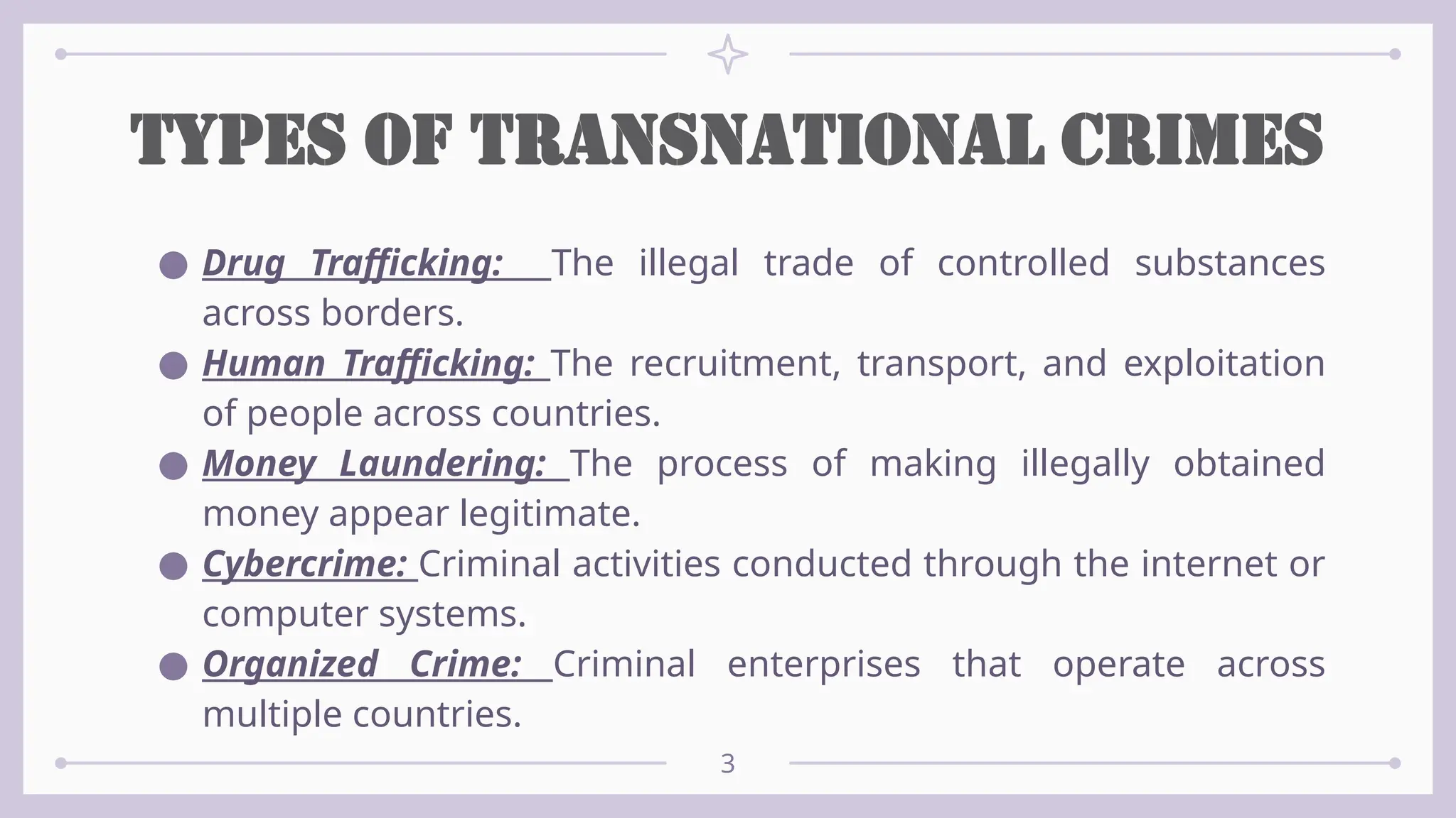 TRANSNATIONAL CRIME, ECONOMIC CRIMES, ORGANIZATION pptx | PPTX