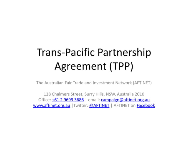Trans pacific partnership agreement (tpp) | PPT