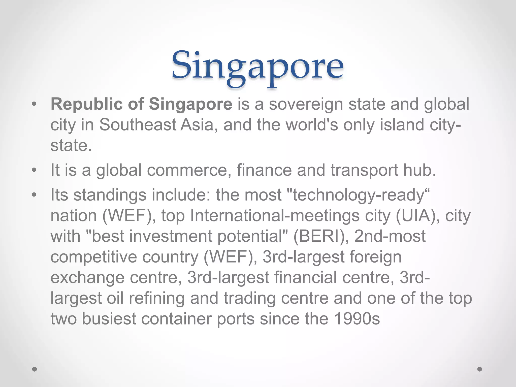 Trans pacific strategic economic partnership agreement - Singapore | PPTX