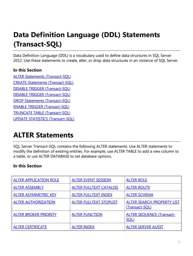 Transact sql data definition language - ddl- reference | PDF Transact sql data definition language - ddl- reference | PDF