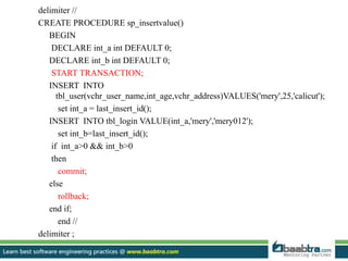 Transaction in MYSQL | PPTX